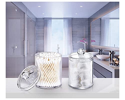 DS. DISTINCTIVE STYLE Bathroom Organizer Cotton Ball Holder Clear Canisters Acrylic Apothecary Jars with Lids (10oz&10oz)