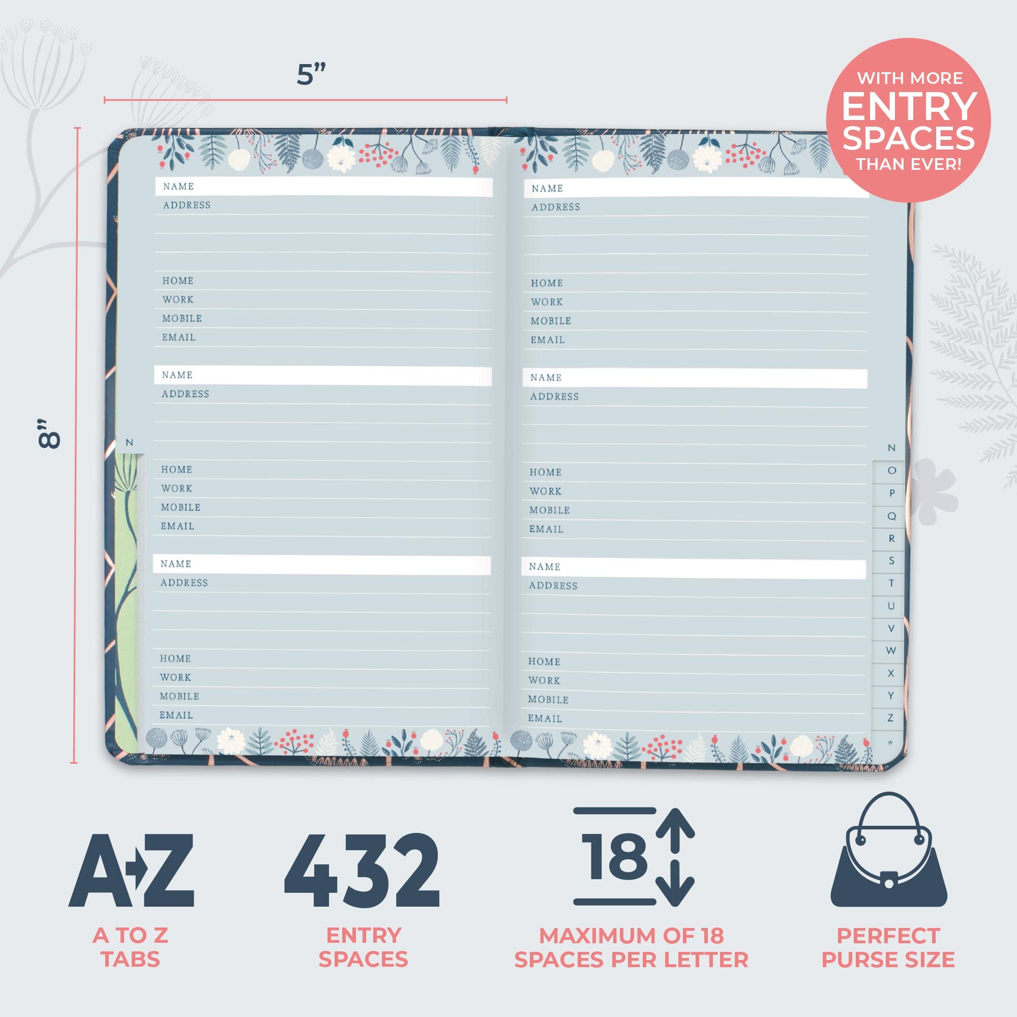 Boxclever Press Small Address Book with Over 400 Spaces! Hardcover Address Book with Alphabetical Tabs, Pocket & Change of Address Labels. Stunning Address Books - 8 x 5''