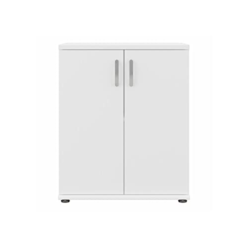 Bush Business Furniture Universal Laundry Room Storage Cabinet with Doors and Shelves in White