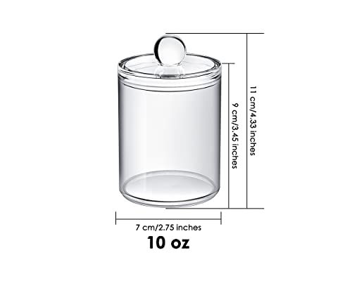 DS. DISTINCTIVE STYLE Bathroom Organizer Cotton Ball Holder Clear Canisters Acrylic Apothecary Jars with Lids (10oz&10oz)