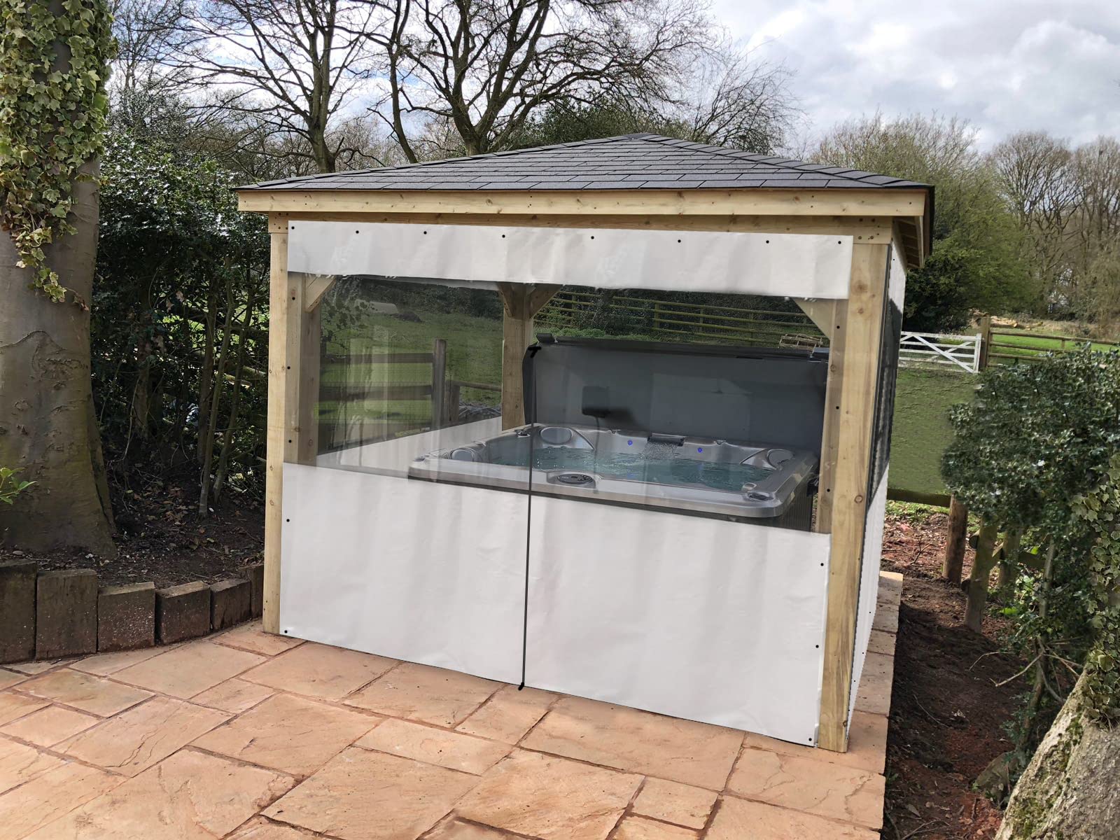AKON Curtain Track Custom Pavilion Tarp Sides | Made to Order | Waterproof | 100% UV & Weather Resistant