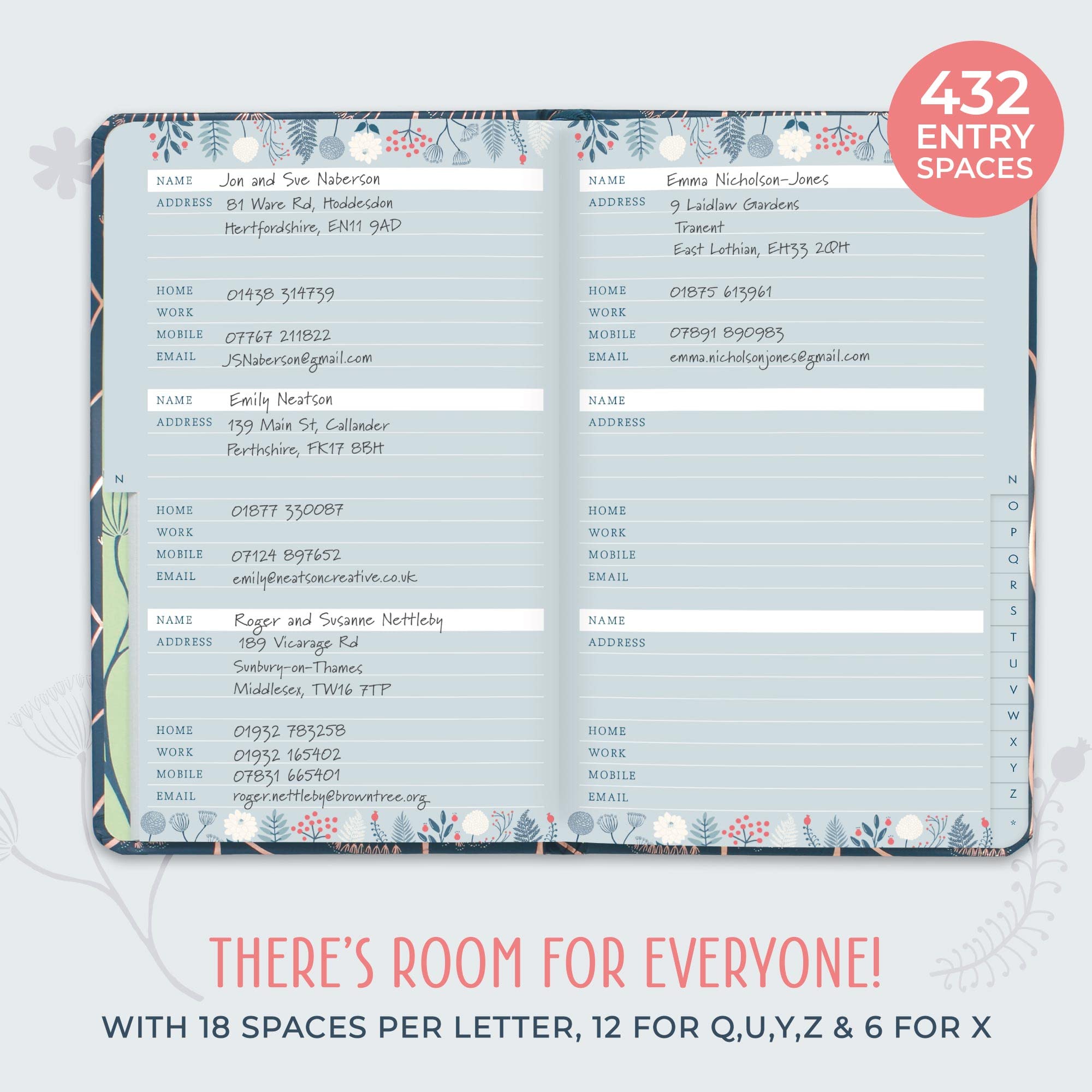 Boxclever Press Small Address Book with Over 400 Spaces! Hardcover Address Book with Alphabetical Tabs, Pocket & Change of Address Labels. Stunning Address Books - 8 x 5''