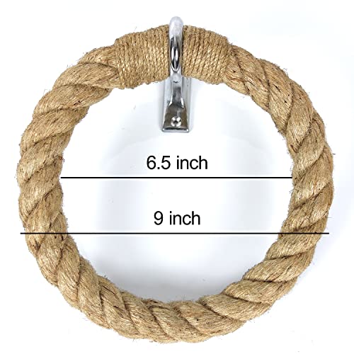 WINTTEN's Heavy Weight Classic Decorative Jute Rope Towel Holder Bathroom Hardware Accessories Towel Rack Round Wall Mounted Towel Ring Bathroom Hand Towel Holder Round Wall, Mounted 8" inches