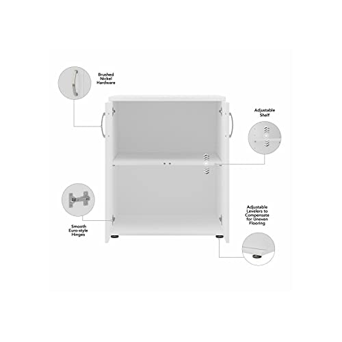 Bush Business Furniture Universal Laundry Room Storage Cabinet with Doors and Shelves in White