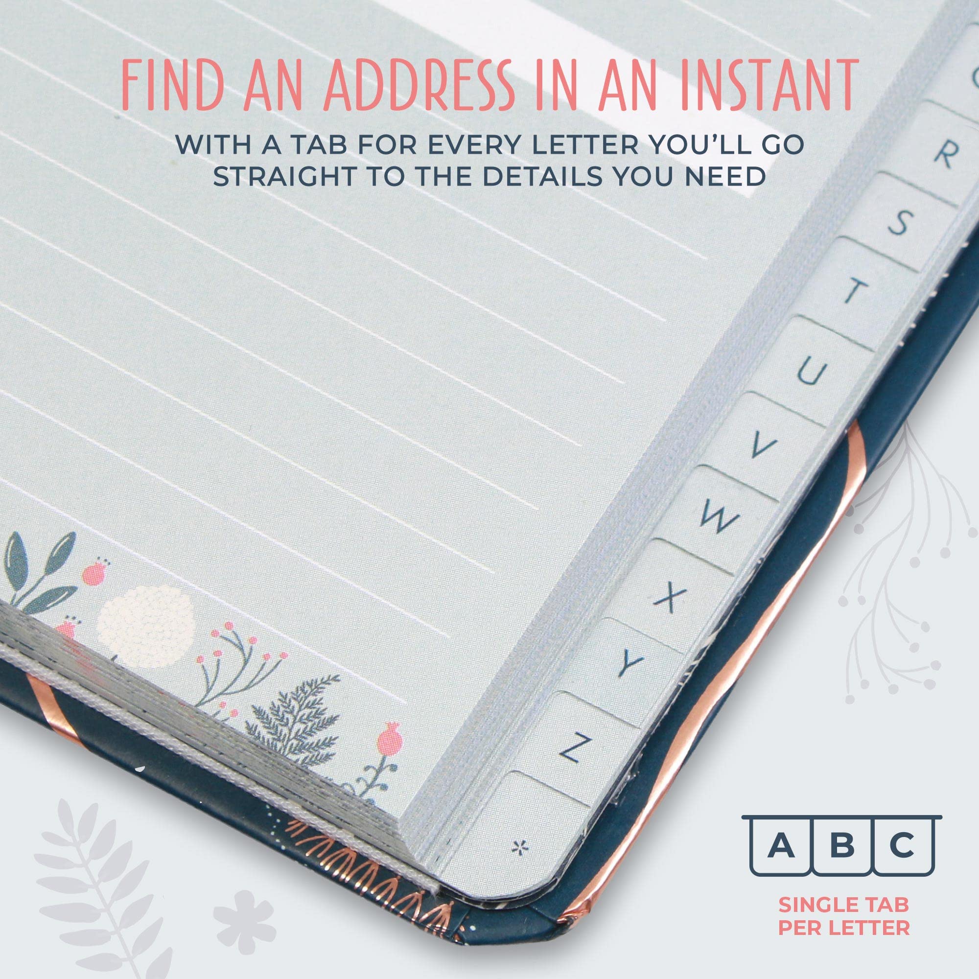 Boxclever Press Small Address Book with Over 400 Spaces! Hardcover Address Book with Alphabetical Tabs, Pocket & Change of Address Labels. Stunning Address Books - 8 x 5''