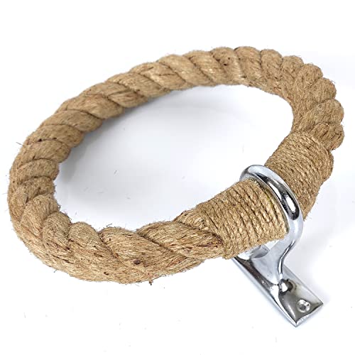 WINTTEN's Heavy Weight Classic Decorative Jute Rope Towel Holder Bathroom Hardware Accessories Towel Rack Round Wall Mounted Towel Ring Bathroom Hand Towel Holder Round Wall, Mounted 8" inches