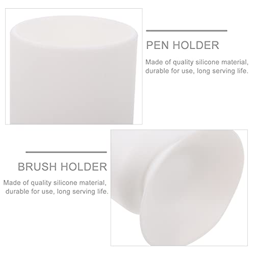 FOMIYES Silicone Pencil Holder Suction Cup Makeup Brush Holder Pencil Pen Holder for Office Desktop Storage Organizer White