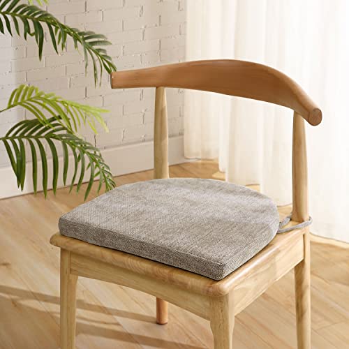 Sweet Home Collection Chair Cushions 100% High Density Memory Foam Pads U Shaped 17" x 16"Non-Slip Skid Rubber Back Seat Cover, 4 Count (Pack of 1), Taupe