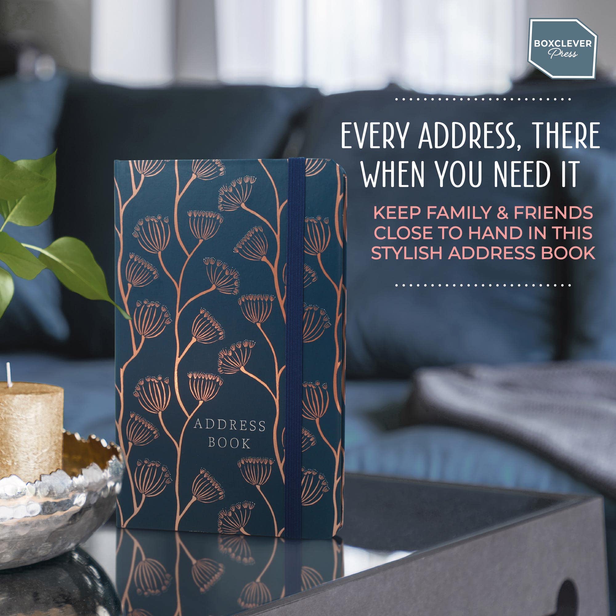 Boxclever Press Small Address Book with Over 400 Spaces! Hardcover Address Book with Alphabetical Tabs, Pocket & Change of Address Labels. Stunning Address Books - 8 x 5''