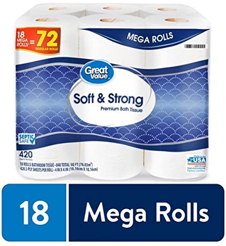 MARL CR-Soft & Strong Premium Toilet Paper, 18 Mega Rolls