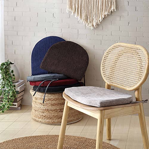 Sweet Home Collection Chair Cushions 100% High Density Memory Foam Pads U Shaped 17" x 16"Non-Slip Skid Rubber Back Seat Cover, 4 Count (Pack of 1), Taupe