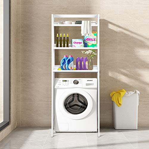 Tangkula Bathroom Space Saver, Over The Toilet Storage Rack, Free Standing 3-Shelf Bathroom Organizer, Multifunctional Bathroom Toilet Rack (White)