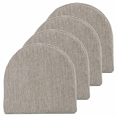 Sweet Home Collection Chair Cushions 100% High Density Memory Foam Pads U Shaped 17" x 16"Non-Slip Skid Rubber Back Seat Cover, 4 Count (Pack of 1), Taupe