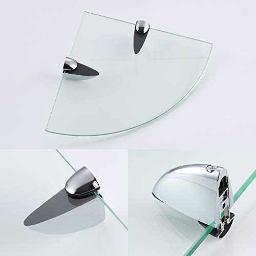 KES Tempered Glass Corner Shelf Bathroom Lavatory Triangular 8MM-Thick Wall Mount Polished Chrome, BGS3100