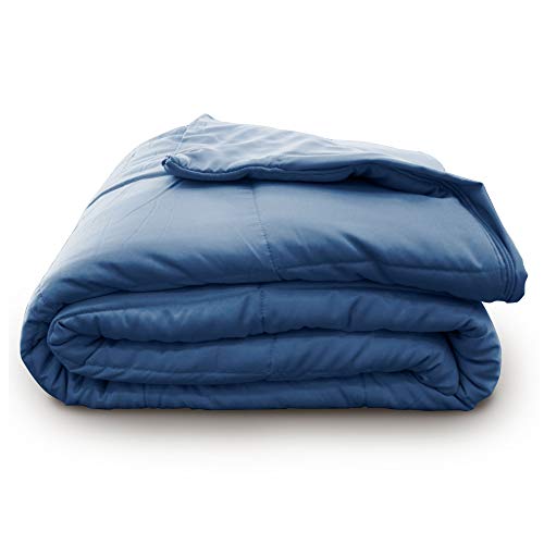 Brookstone Innovations Cooling Weighted Blanket - Machine Washable Removeable Quilted Cooling Zip Off Cover - Measures 48 in. X 72 in. - 18 Pound Weight - Dark Blue