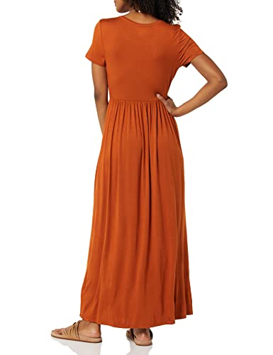 Amazon Essentials Women's Short-Sleeve Waisted Maxi Dress (Available in Plus Size), Terracotta, XX-Large