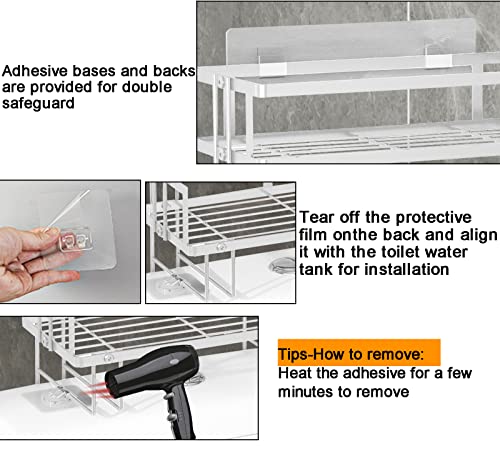 MUUBOOX Over The Toilet Storage,3-Tier Over-The-Toilet Space Saver Organizer Rack,Multifunctional Toilet Rack,No Drilling Space Saver with Wall Mounting Design(White)
