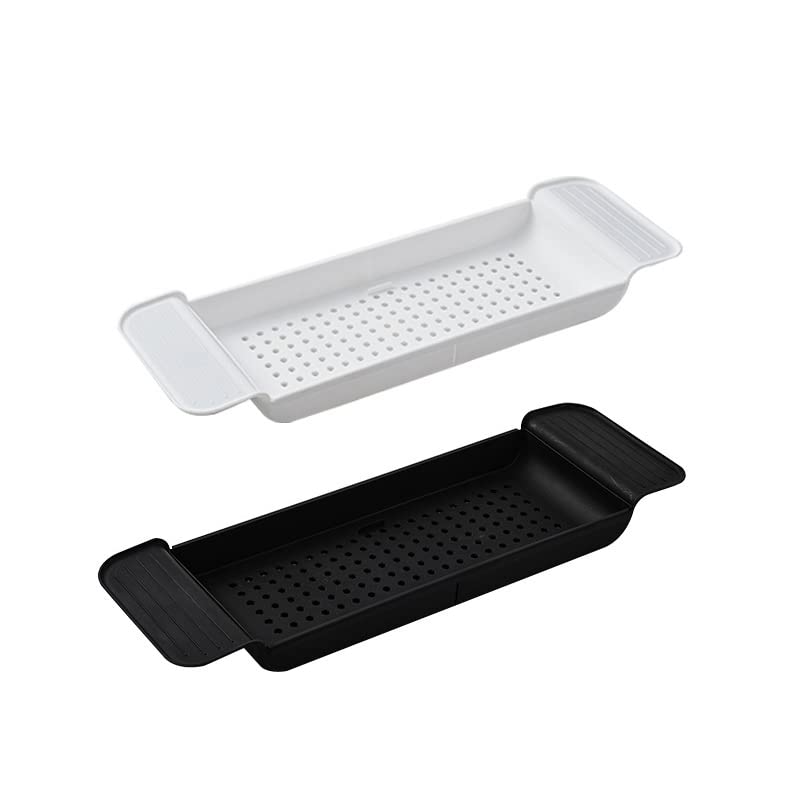 Bath Caddy Tray, Expandable Bath Shelf, Adjustable Bathtub Tray, Bathtub Storage Rack Multifunctional Bath Tub Table Caddy for Kids Toys, Bathroom Accessories (White, One Size)