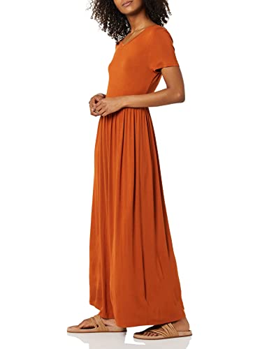 Amazon Essentials Women's Short-Sleeve Waisted Maxi Dress (Available in Plus Size), Terracotta, XX-Large