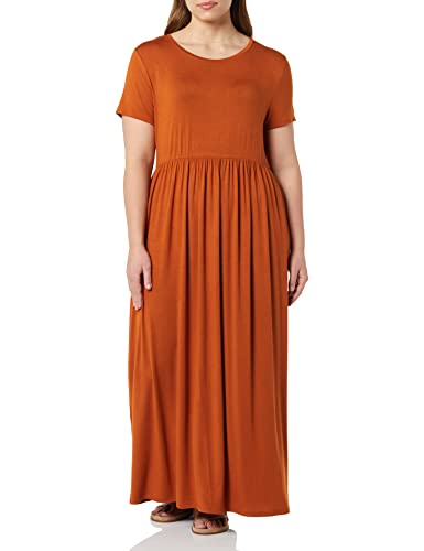Amazon Essentials Women's Short-Sleeve Waisted Maxi Dress (Available in Plus Size), Terracotta, XX-Large