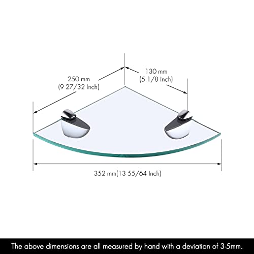 KES Tempered Glass Corner Shelf Bathroom Lavatory Triangular 8MM-Thick Wall Mount Polished Chrome, BGS3100