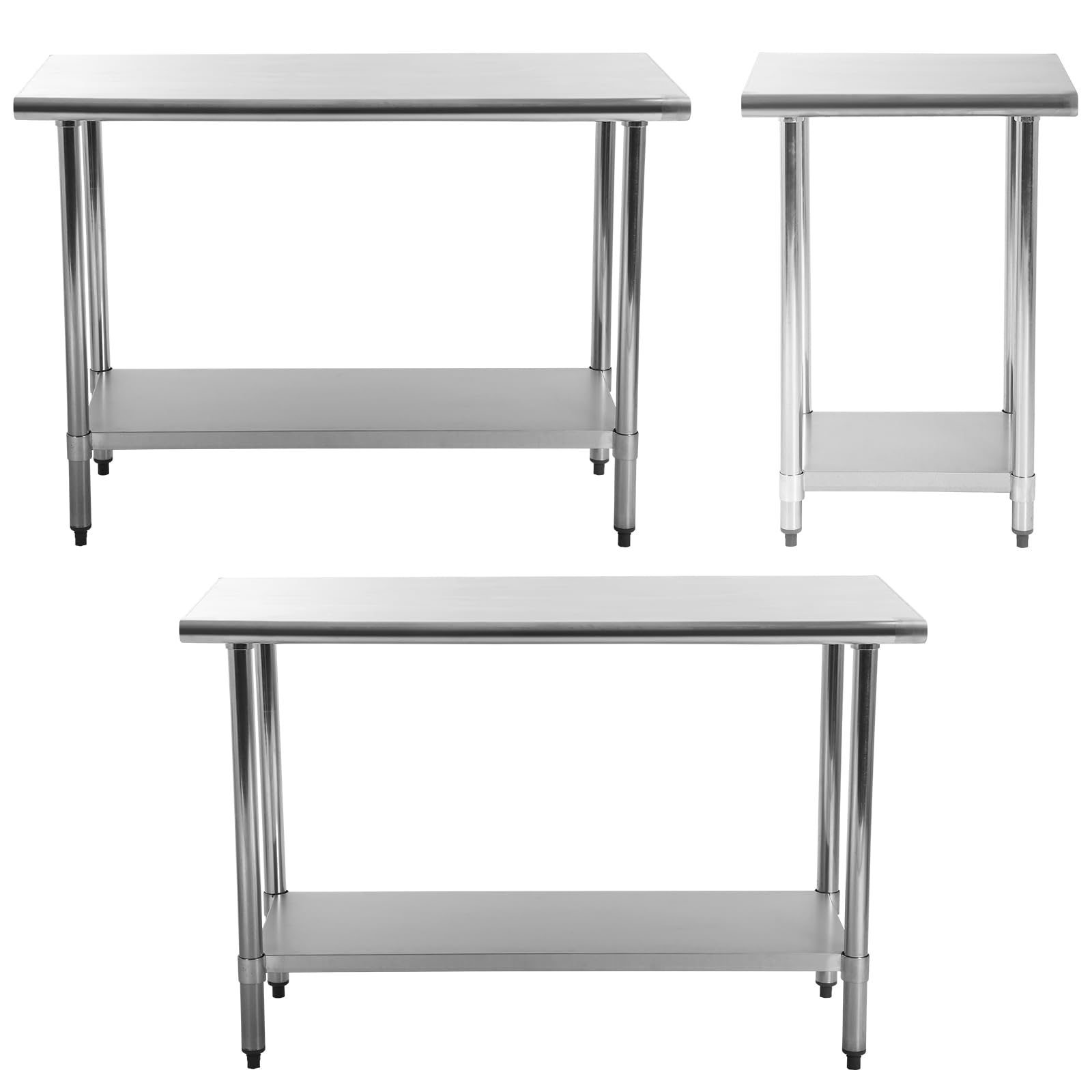 Hudada 24inch x 60inch Stainless Steel Kitchen Work Table Food Prep Table NSF Commercial Worktable Adjustable Table Foot Duty Metal Table Scratch Resistent Antirust Restaurant Kitchen, 24 x 60 inch
