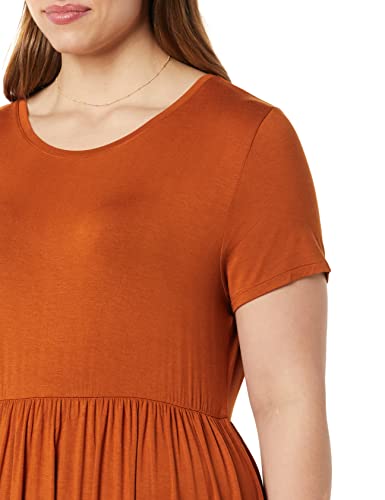 Amazon Essentials Women's Short-Sleeve Waisted Maxi Dress (Available in Plus Size), Terracotta, XX-Large