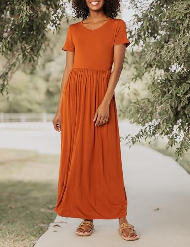 Amazon Essentials Women's Short-Sleeve Waisted Maxi Dress (Available in Plus Size), Terracotta, XX-Large