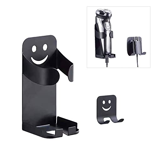 Electric Razor Holder Wall Mounted Self Adhesive Razor Hanger, Stainless Steel Electric Shaver Holder Utility Storage Electric Shaver Bathroom Shower Storage Organizer,Gift for Men,Dad,Grandpa,Black