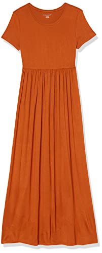 Amazon Essentials Women's Short-Sleeve Waisted Maxi Dress (Available in Plus Size), Terracotta, XX-Large