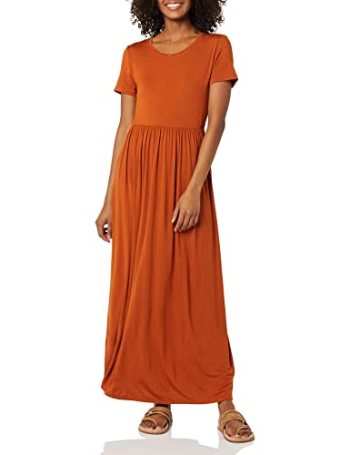 Amazon Essentials Women's Short-Sleeve Waisted Maxi Dress (Available in Plus Size), Terracotta, XX-Large