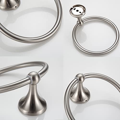 Orlif Bathroom Towel Ring,Metal Heavy Duty Metal Hand Towel Holder Round Bath Towel Holder Hangers with Wall Mount Hardware(2 Pack,Drill Needed) (Brushed Nickel)