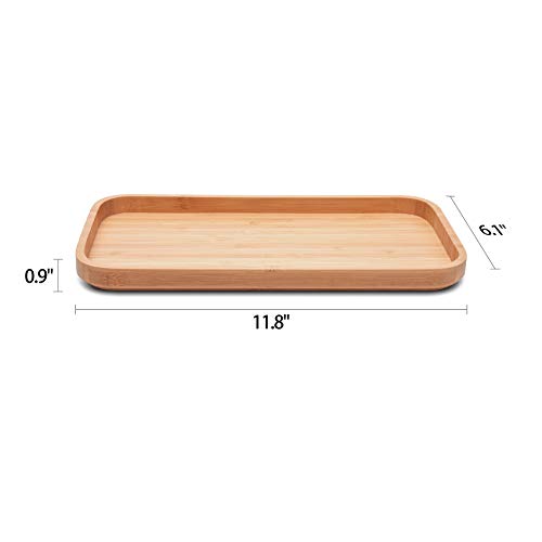 Bamboo Vanity Tray, Bathroom Counter Tray, Toilet Tank Tray for Organizing and Home Decor, 11.8 x 6.1 x 0.9 inch