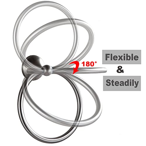 Orlif Bathroom Towel Ring,Metal Heavy Duty Metal Hand Towel Holder Round Bath Towel Holder Hangers with Wall Mount Hardware(2 Pack,Drill Needed) (Brushed Nickel)