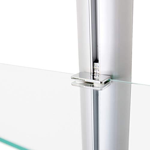 Danya B HA83163 Bathroom Shelving Unit – Decorative Wall-Mount 3-Tier Adjustable Glass Wall Shelves on Aluminum Bars – Bathroom Shelf, Wall Mount Shelf