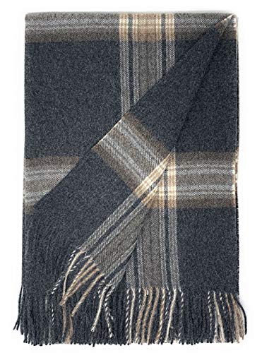 Alpaca Home | Tartan Plaid Alpaca Throw Blanket | 100% Baby Alpaca Wool in Natural Shades | 6.6 Feet Long X 4.25 Feet Wide | Hypoallergenic, Soft & Cozy (Campfire Plaid)