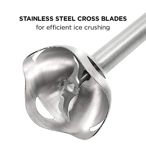 Chefman Immersion Stick Hand Blender with Stainless Steel Blades, Powerful Electric Ice Crushing 2-Speed Control Handheld Food Mixer, Purees, Smoothies, Shakes, Sauces & Soups, Forest