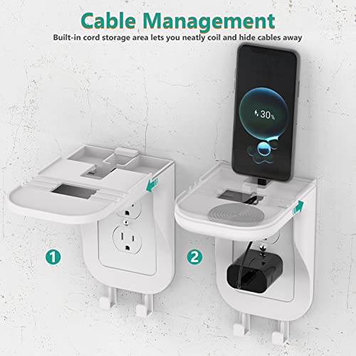 WALI Bundle β 2 Items: Outlet Shelf Wall Holder 1 Pack, White and Outlet Shelf for Bathroom 1 Pack, White