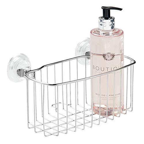 iDesign Reo Metal Power Lock Suction Rack for Bathroom, Kitchen Use
