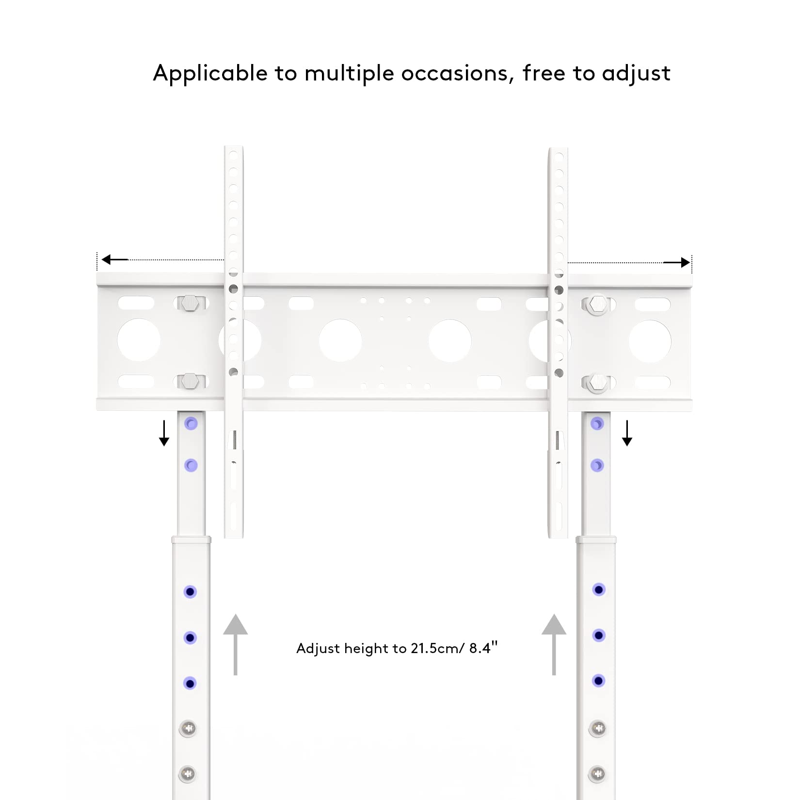 unho Universal Against The Wall TV Stand Floor: Free Standing Mount Stand with Height Adjustable Bracket for TV Bench Compatible with 32-65 inch Flat Panel LED LCD Plasma Screens (White)