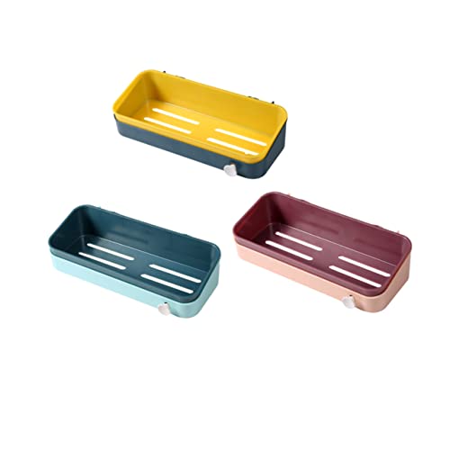 Healeved 3pcs Shampoo Holder Organizer Wall Shower Shelf Rack Kitchen Wall Punch Free Supportor Practical Rack Commodity Shelf Storage Rack Toothpaste Holder Soap Holder Suction Wall