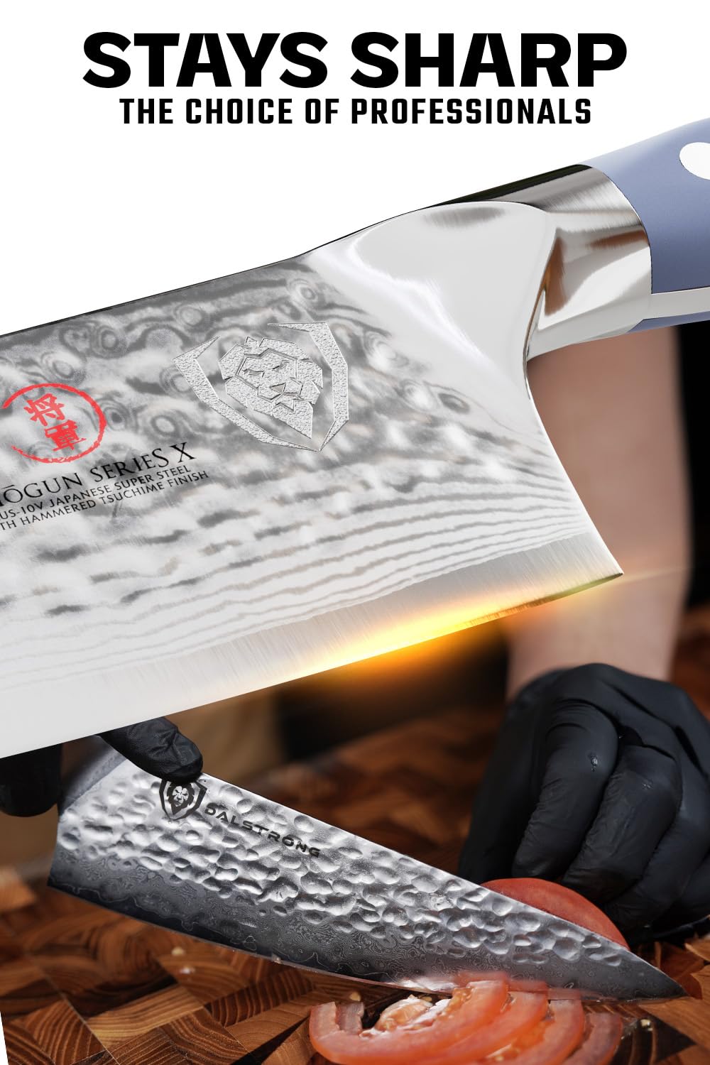 Dalstrong Chef Knife - 8 inch Blade - Shogun Series - Japanese AUS-10V Super Steel Kitchen Knife - Lightblue Handle ABS - Damascus - Razor Sharp Chef's Knife - Professional Full Tang Knives - Sheath