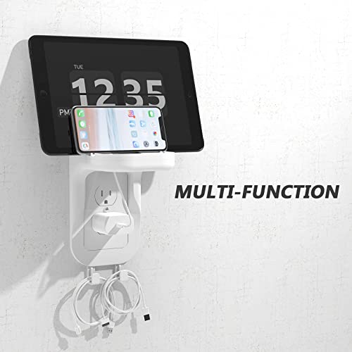 WALI Bundle β 2 Items: Outlet Shelf Wall Holder 1 Pack, White and Outlet Shelf for Bathroom 1 Pack, White