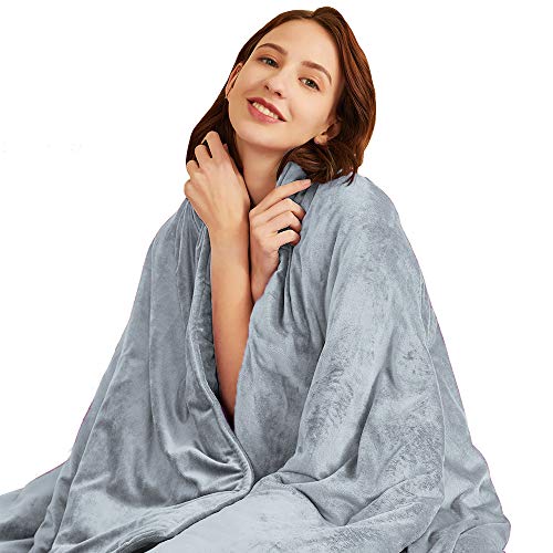 Hiseeme Weighted Blanket for Twin Size Bed (17lbs, 48"x72", Grey) Soft and Luxury Minky Shell with Premium Glass Beads