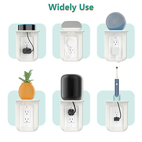 WALI Bundle β 2 Items: Outlet Shelf Wall Holder 1 Pack, White and Outlet Shelf for Bathroom 1 Pack, White