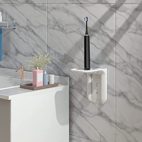 WALI Bundle β 2 Items: Outlet Shelf Wall Holder 1 Pack, White and Outlet Shelf for Bathroom 1 Pack, White