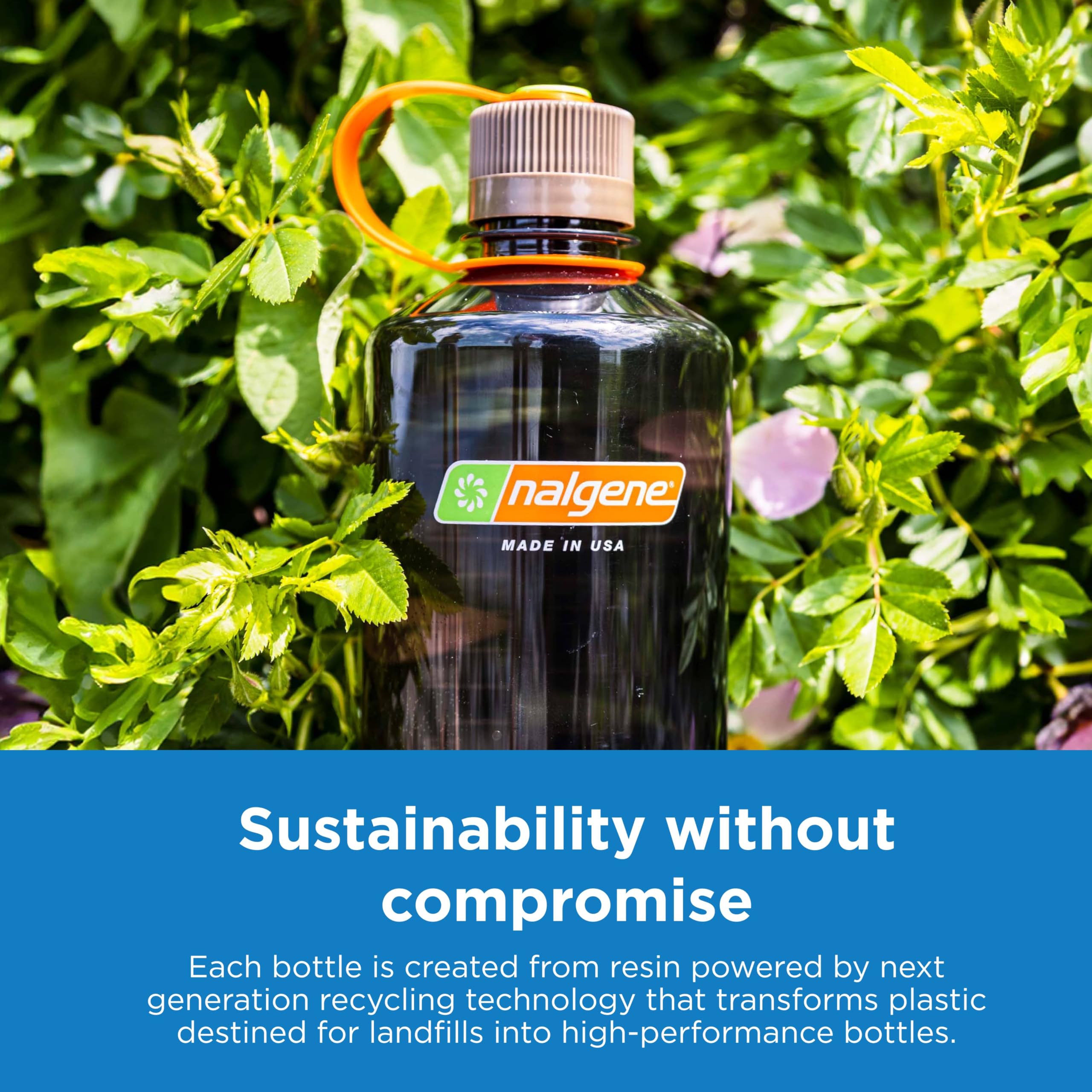 Nalgene Sustain Tritan BPA-Free Water Bottle Made with Material Derived from 50% Plastic Waste, 16 OZ, Wide Mouth, Slate Blue