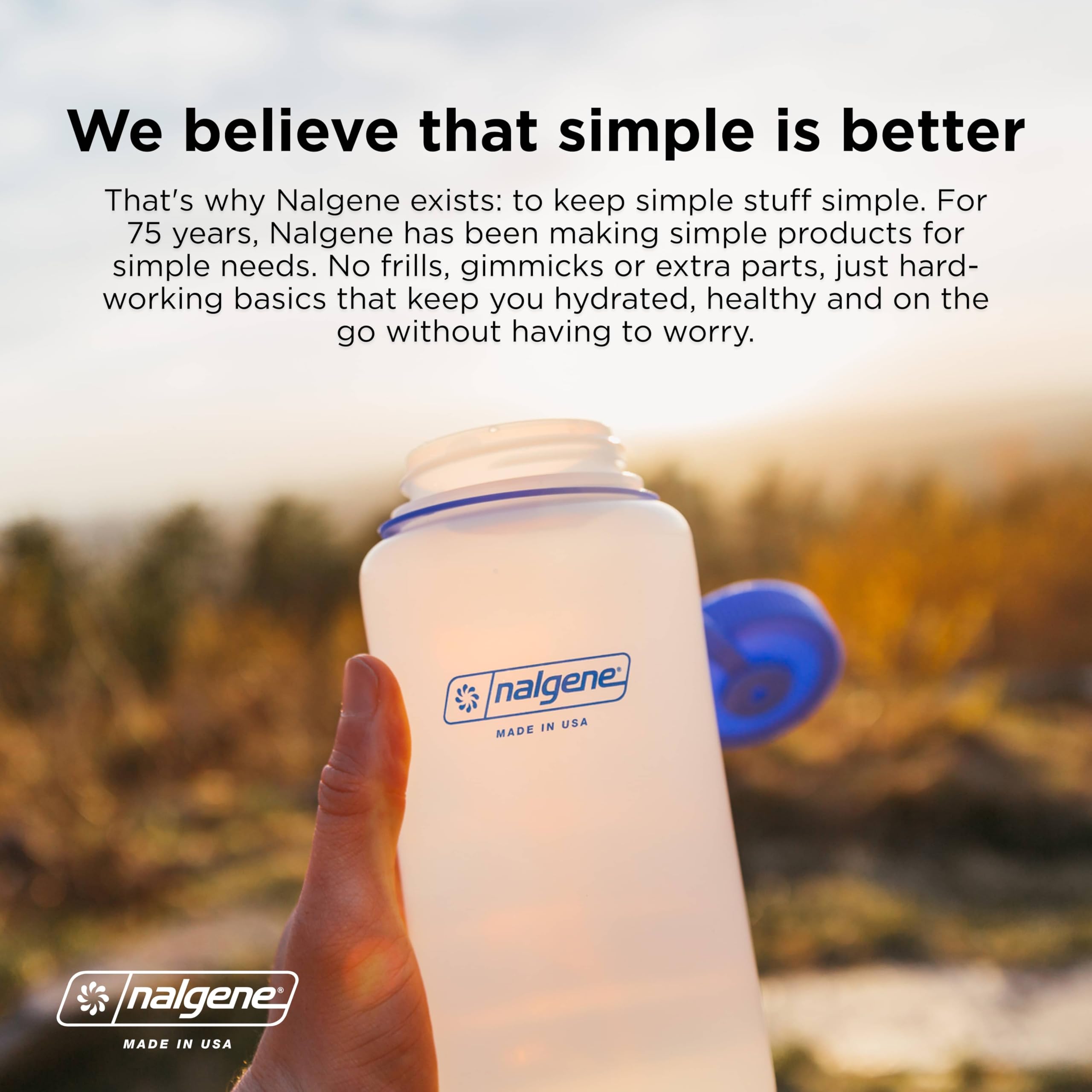 Nalgene Sustain Tritan BPA-Free Water Bottle Made with Material Derived from 50% Plastic Waste, 16 OZ, Wide Mouth, Slate Blue