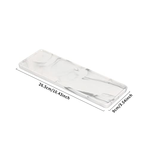 Bathroom Vanity Tray, Ceramic Marble Decor Tray, Bathroom Kitchen Countertop Organizer Cosmetic Tray for Perfume Soap Candles Jewelry Ring Towel Bathroom Accessories