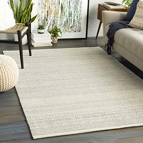 Mark&Day Wool Rugs, 8x10 Melun Global Medium Gray Area Rug, Beige Brown Carpet for Living Room, Bedroom or Kitchen (8' x 10')